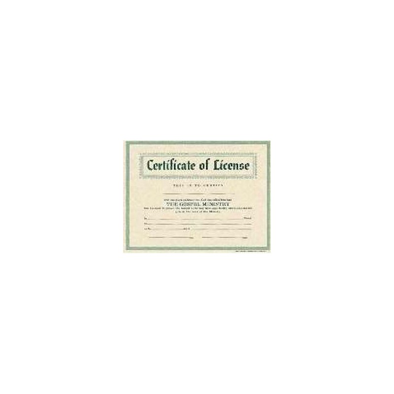 Certificate-License-Minister (Parchment) (8-1/2" x
